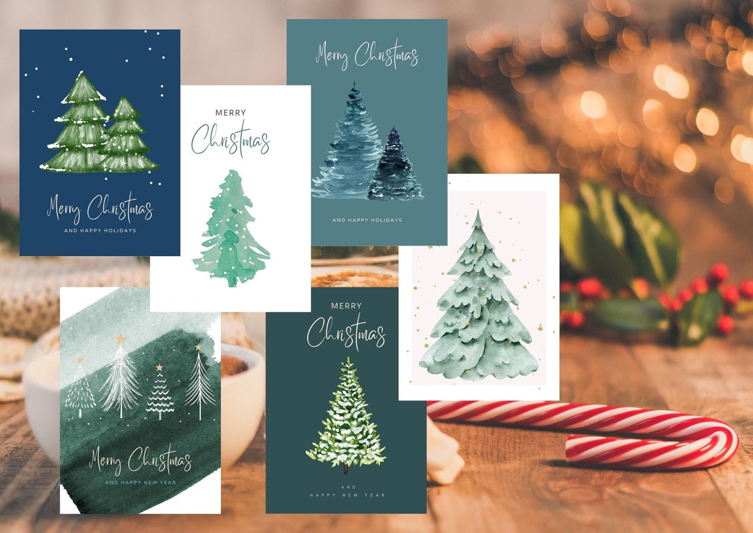 Editable Christmas Card Template Set of 6 | Digital Download ...
