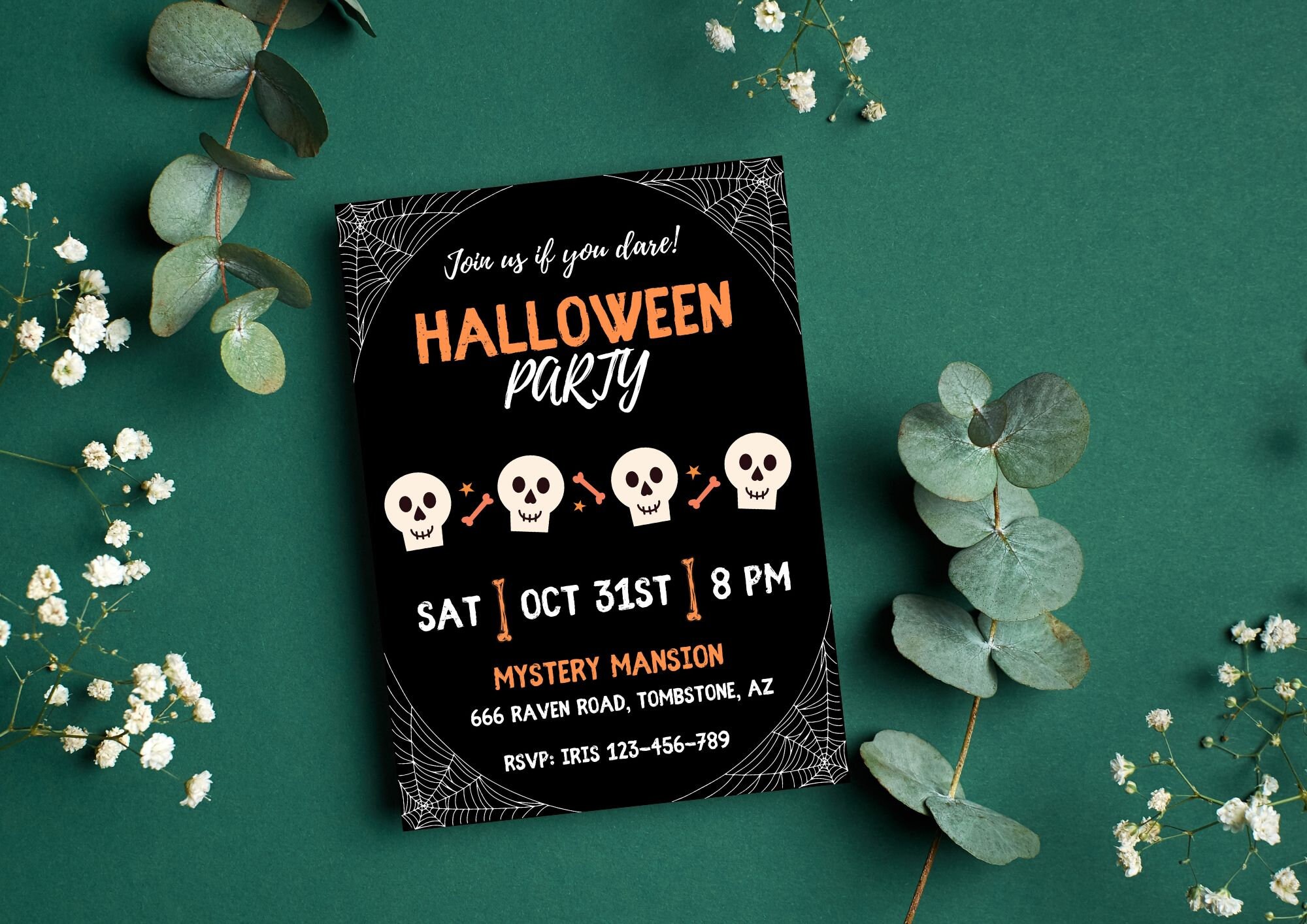 Editable Halloween Party Invitation Printable Halloween Party - Etsy