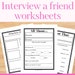 Interview A Friend Worksheets, Back to School Interview A Friend ...