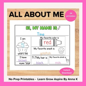 All About Me Activities for Preschool, Kindergarten & First Grade ...