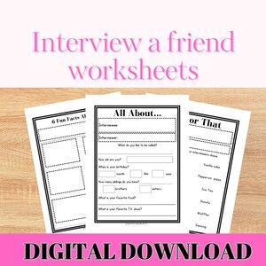 Interview A Friend Worksheets, Back to School Interview A Friend ...