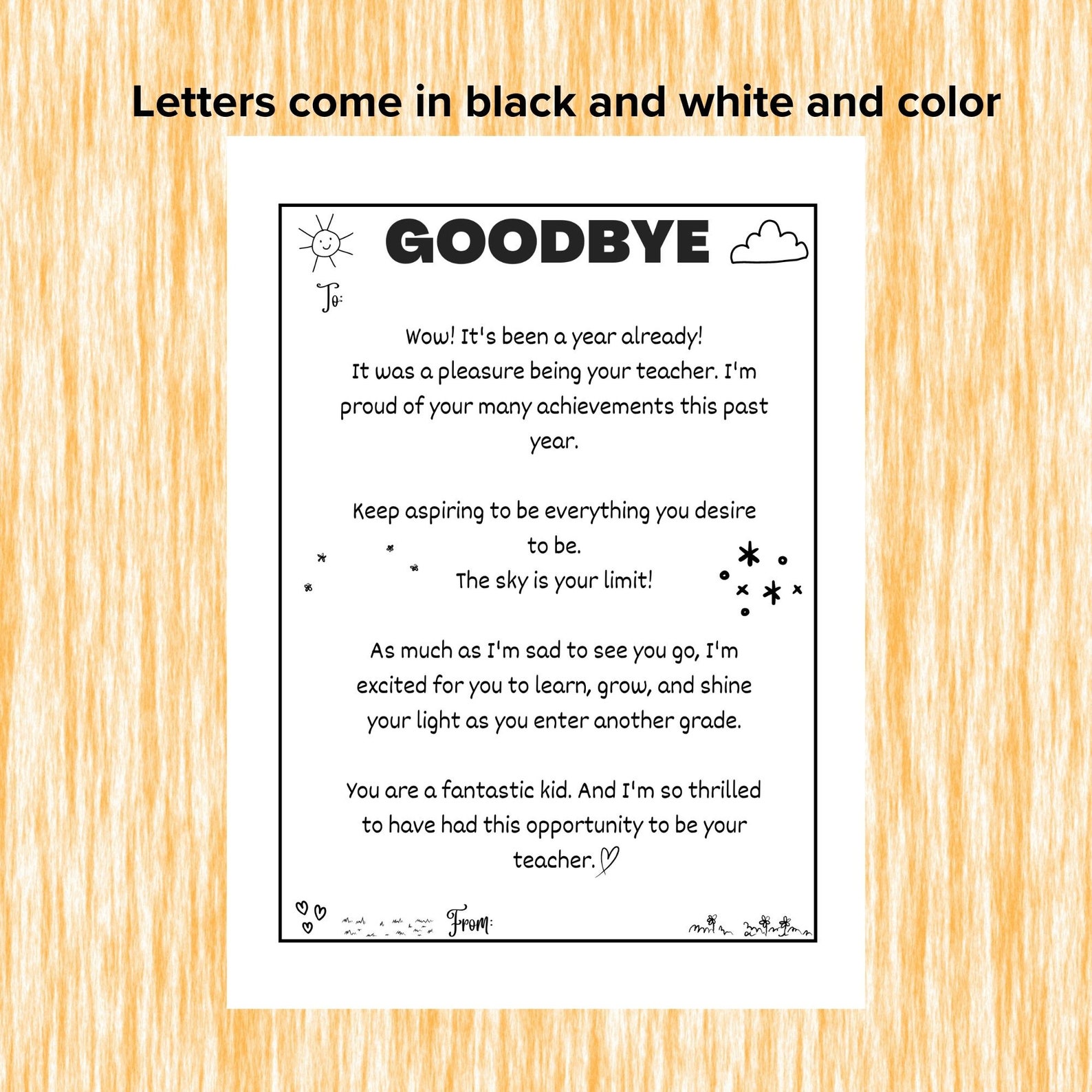 End of Year Teacher Goodbye Letter to Students (PDF) - Etsy