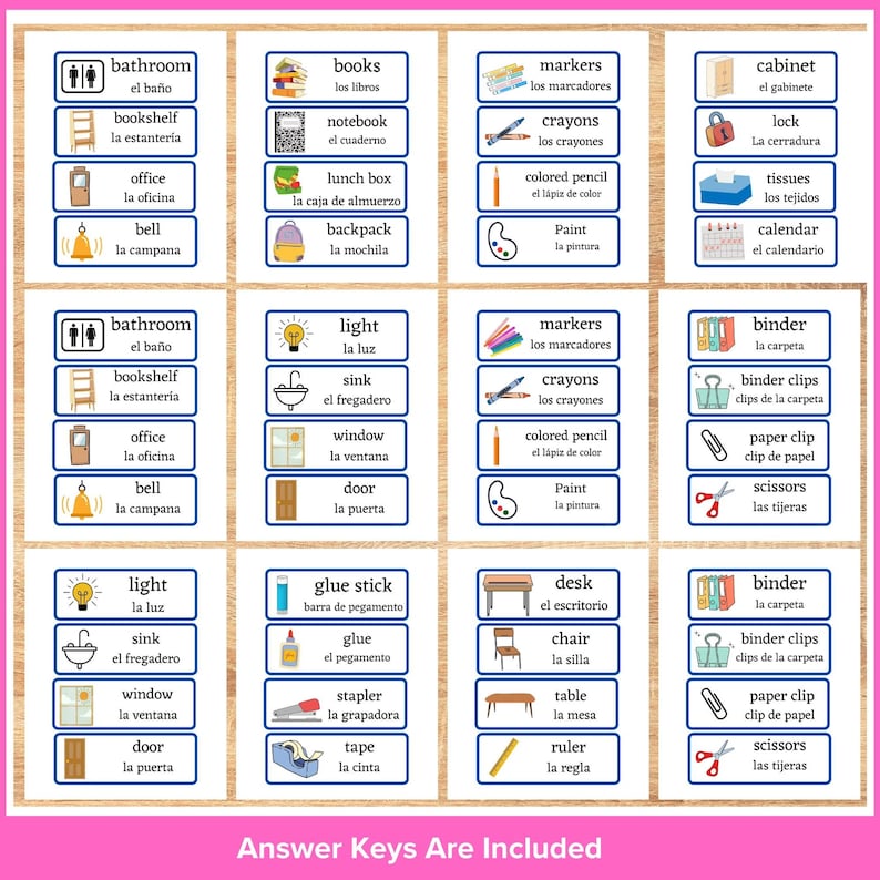 Bilingual Classroom Labels: Spanish to English Vocabulary (printable ...