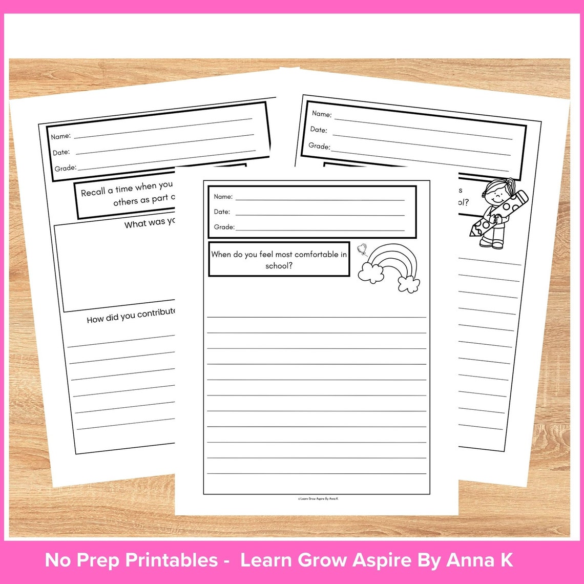 Positive Behavior Intervention Worksheets, Students Behavior Reflection ...