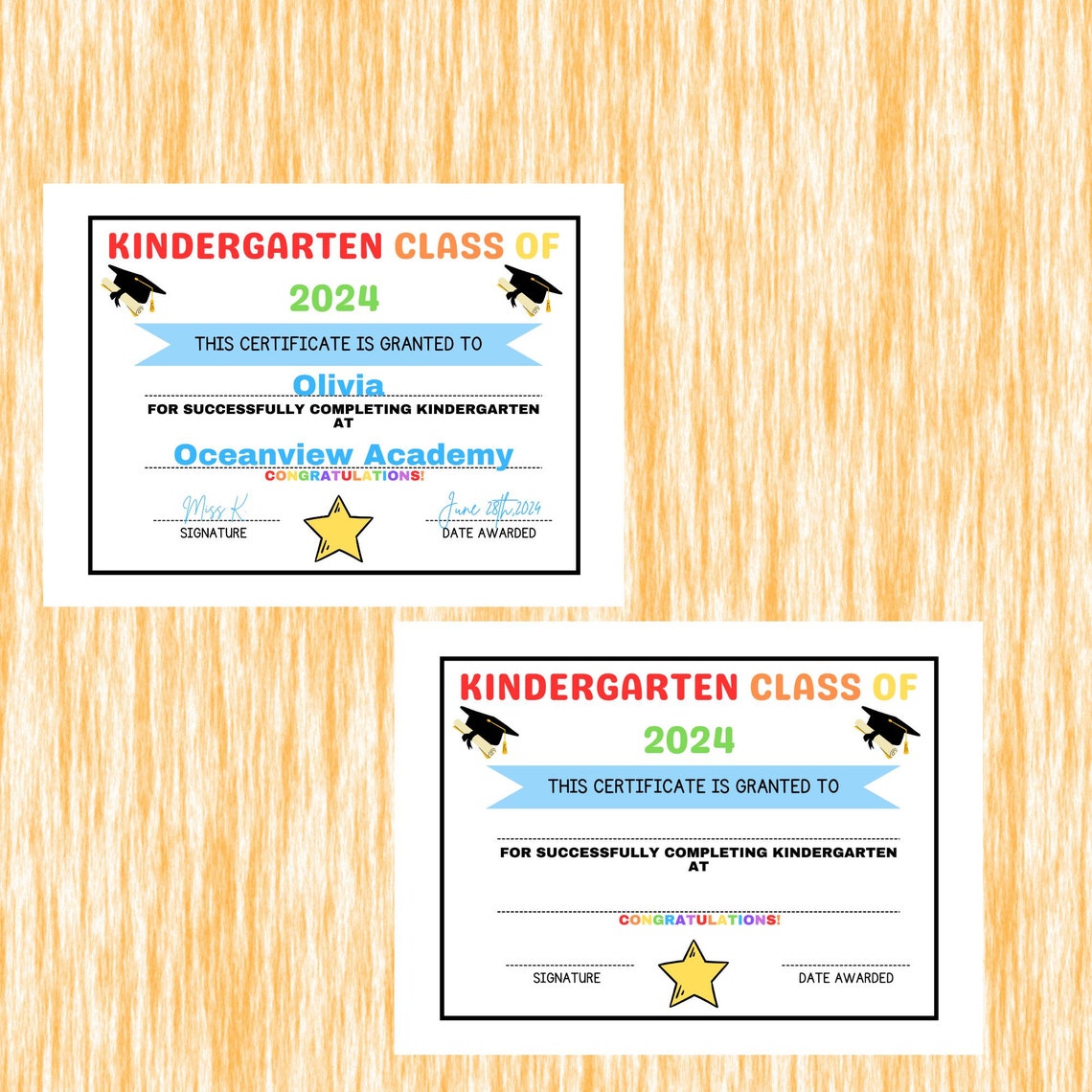 Printable Kindergarten Graduate Certificate, Kindergarten Class of 2024 ...