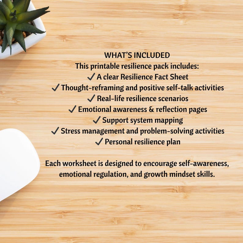 Resilience Worksheets for Teens PDF Printable - Etsy