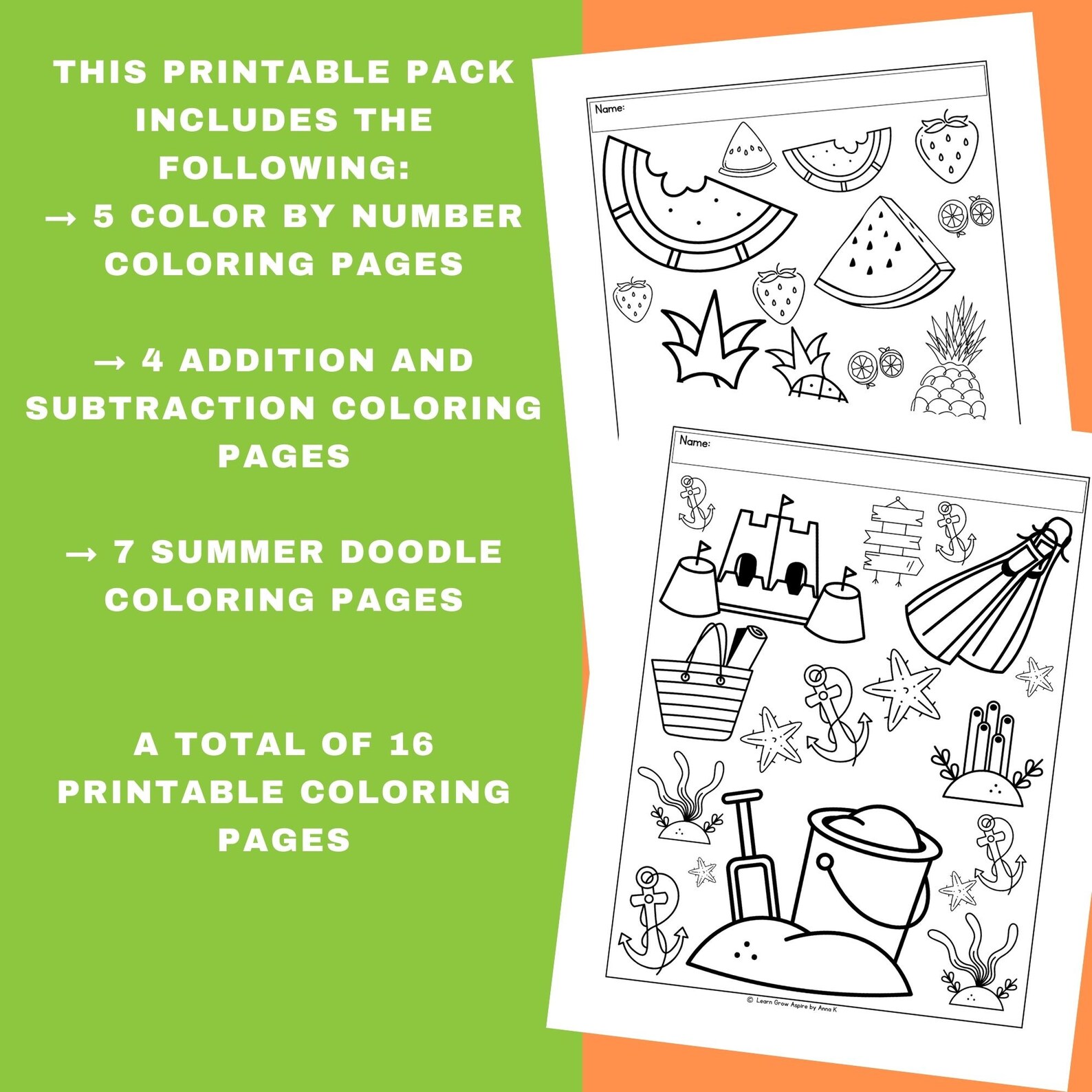 16 Summer Coloring Pages for Kids, Kids Summer Coloring Pages, Summer ...