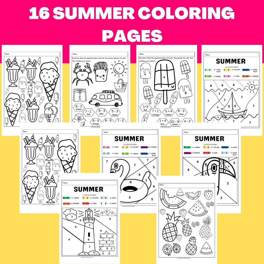 16 Summer Coloring Pages for Kids, Kids Summer Coloring Pages, Summer ...