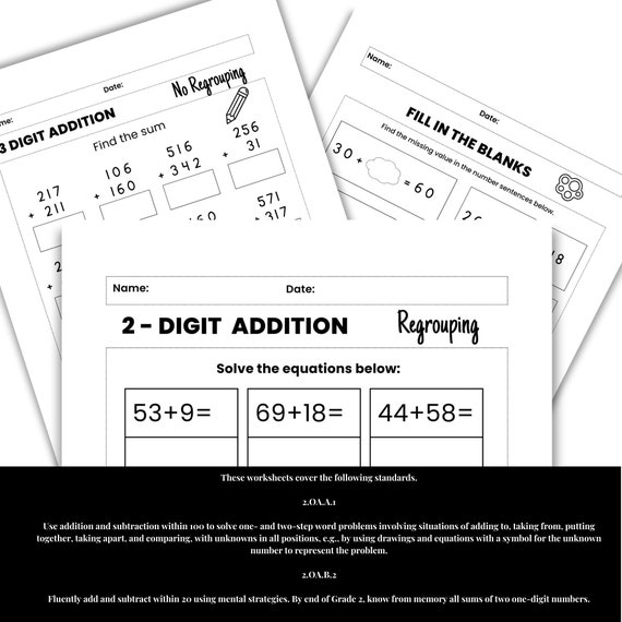 3 Digit Addition Worksheets For Grade 2