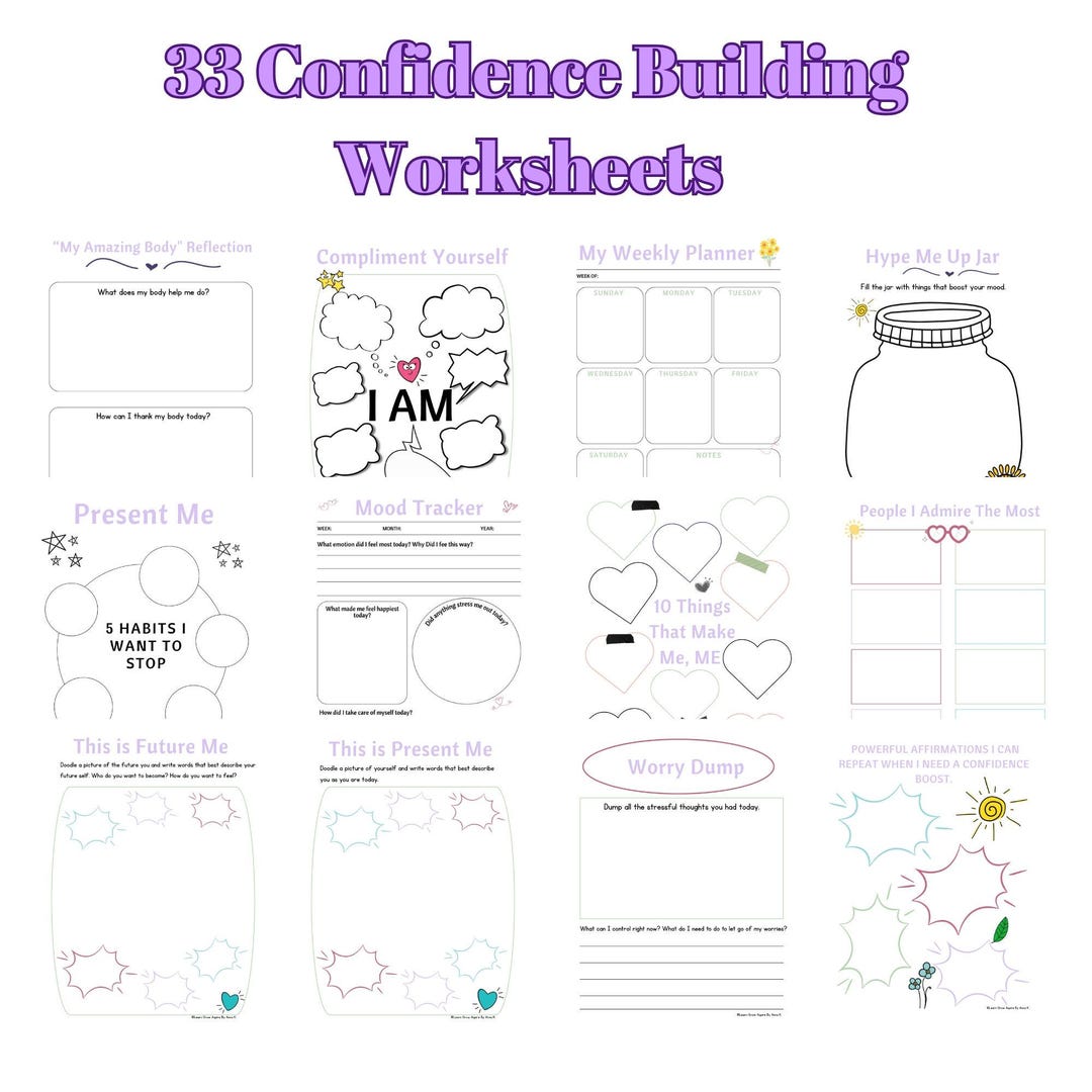 Teenage Confidence Worksheet for Teens Self Esteem Journal Workbook ...