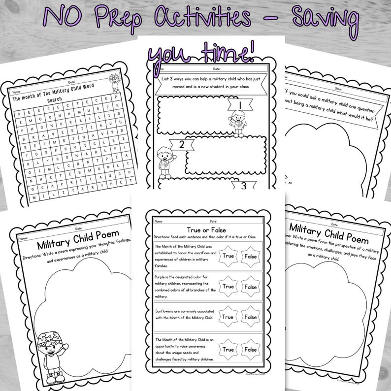 Military Child Month Activities: Printable Worksheets, Coloring (PDF ...
