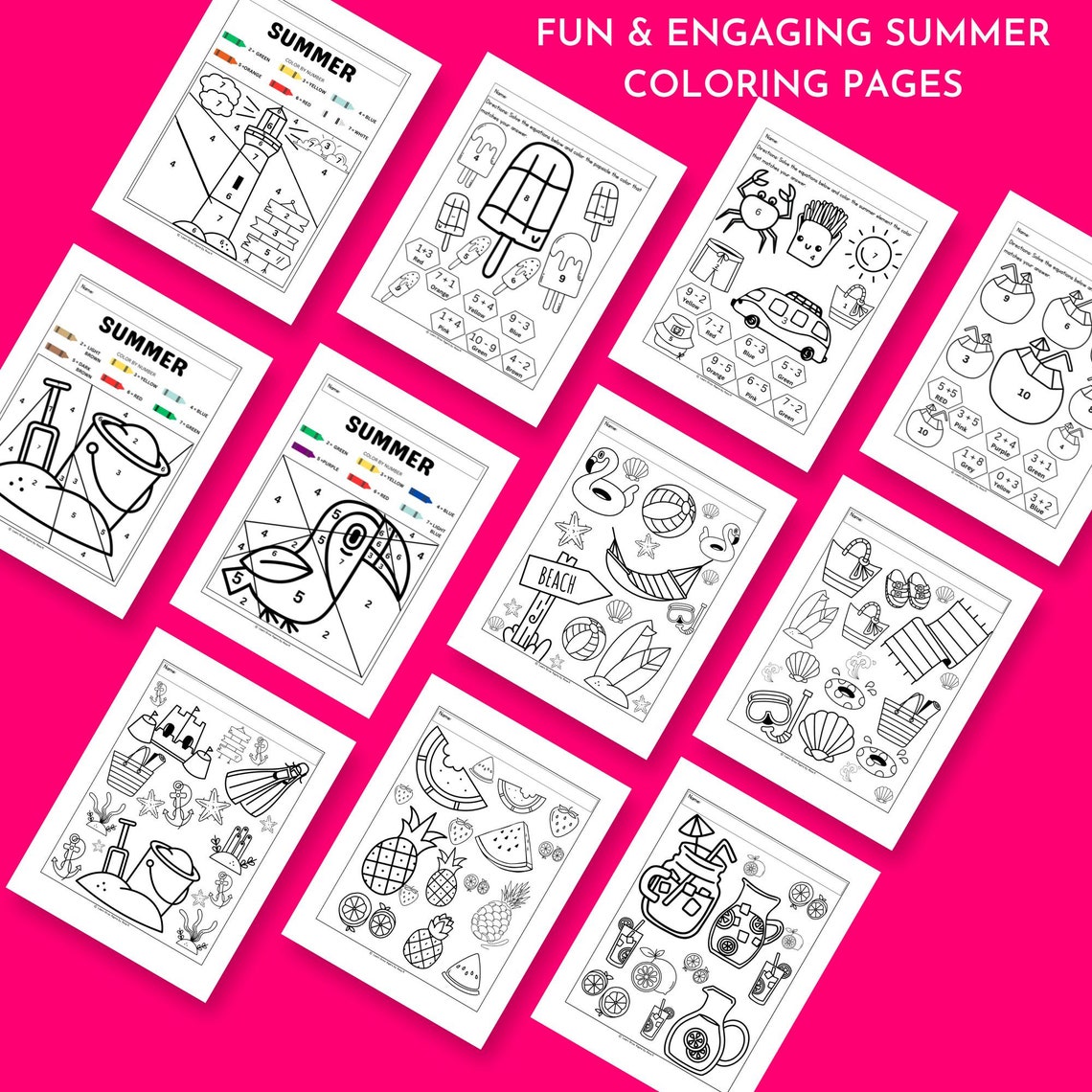 16 Summer Coloring Pages for Kids, Kids Summer Coloring Pages, Summer ...