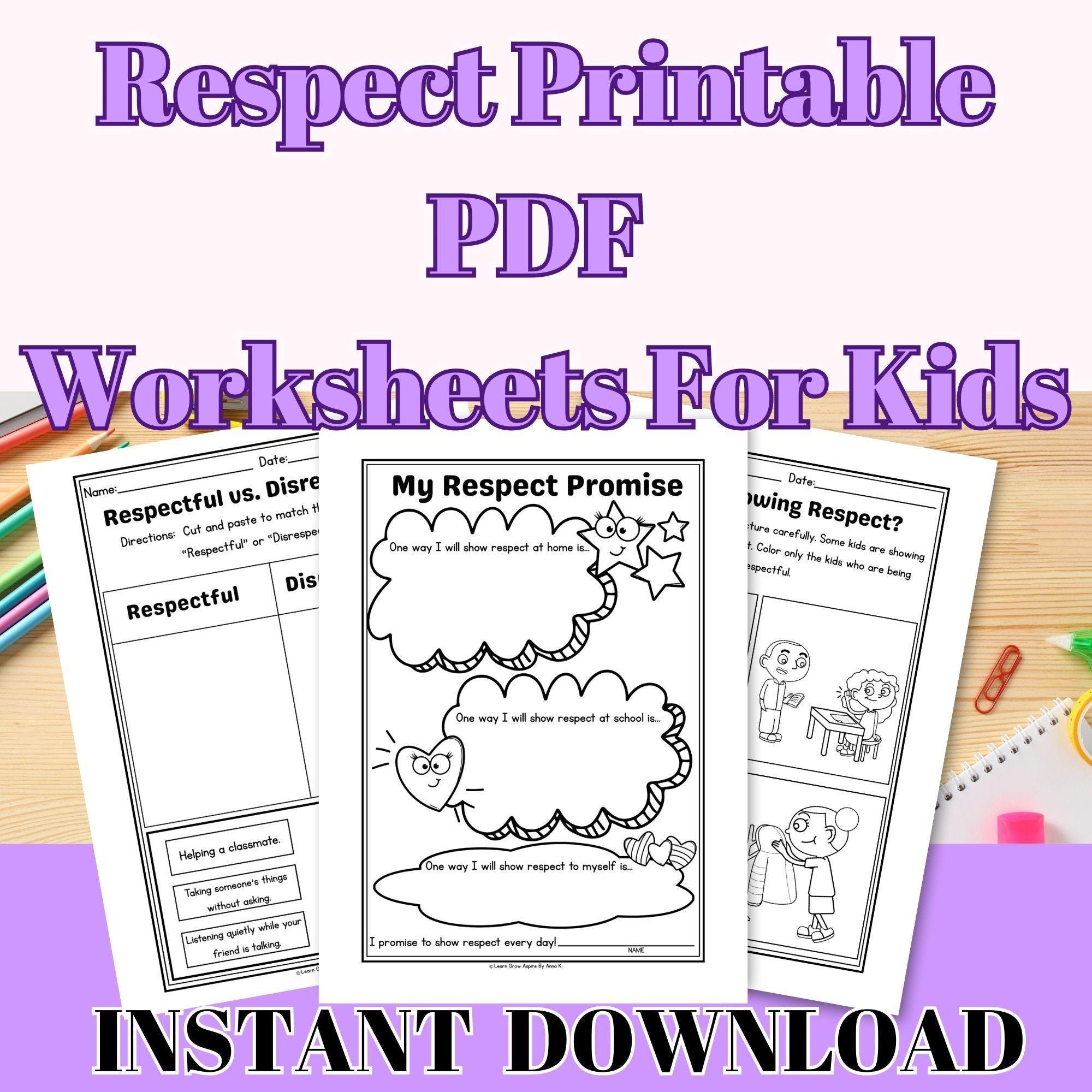 Respect Worksheets for Kids Printable PDF | Social Skills & Character ...