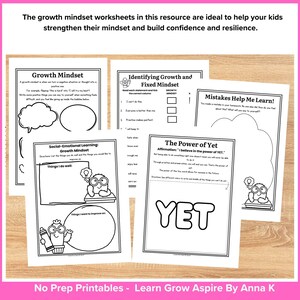 Growth Mindset Worksheets for Kids: Power of yet Activities (digital ...