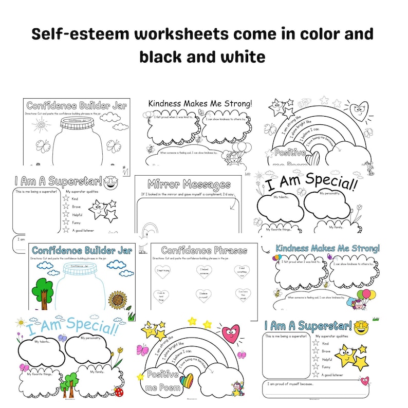 Self-esteem Activities for Kids: Confidence Building Worksheets (PDF ...