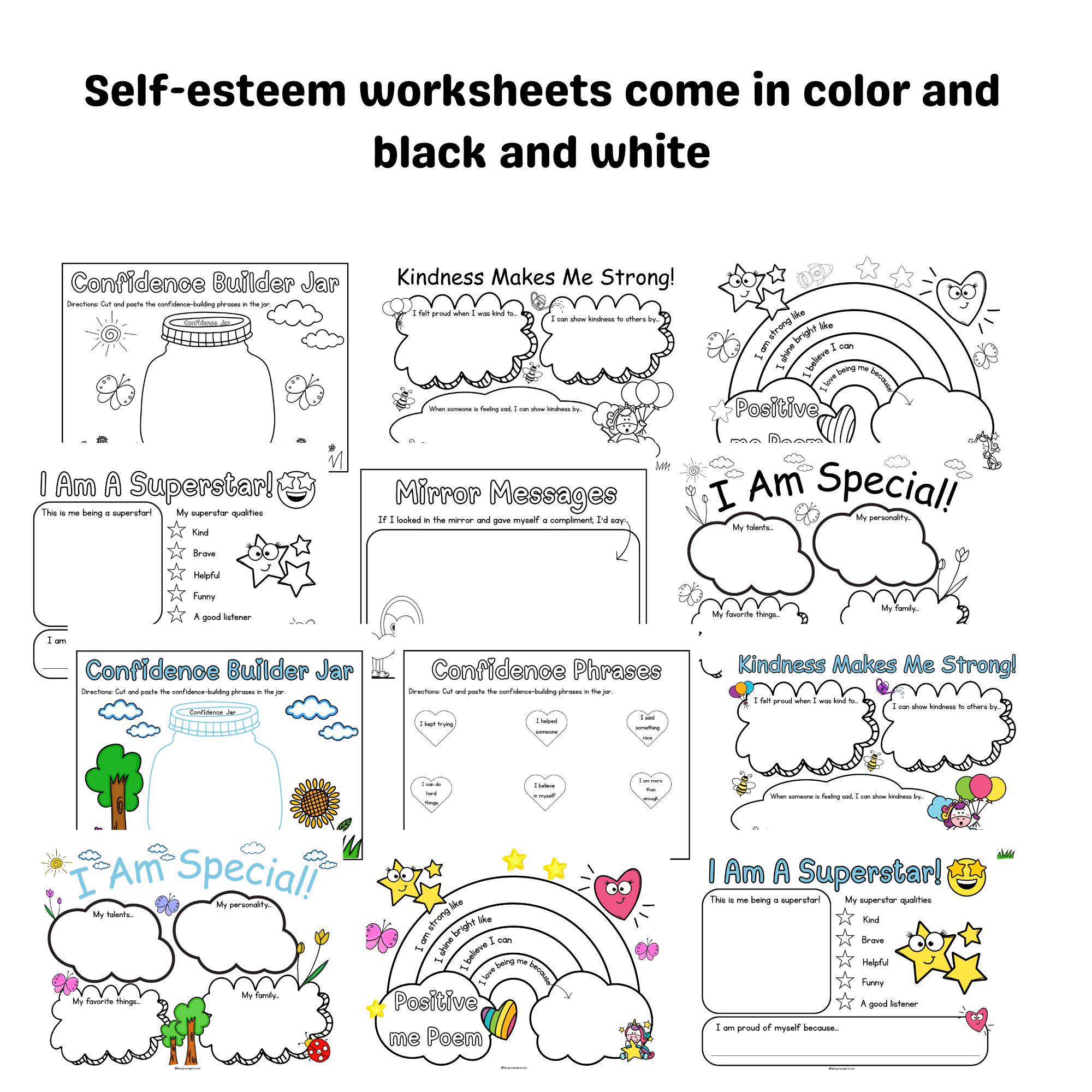Self-esteem Activities for Kids: Confidence Building Worksheets (PDF ...
