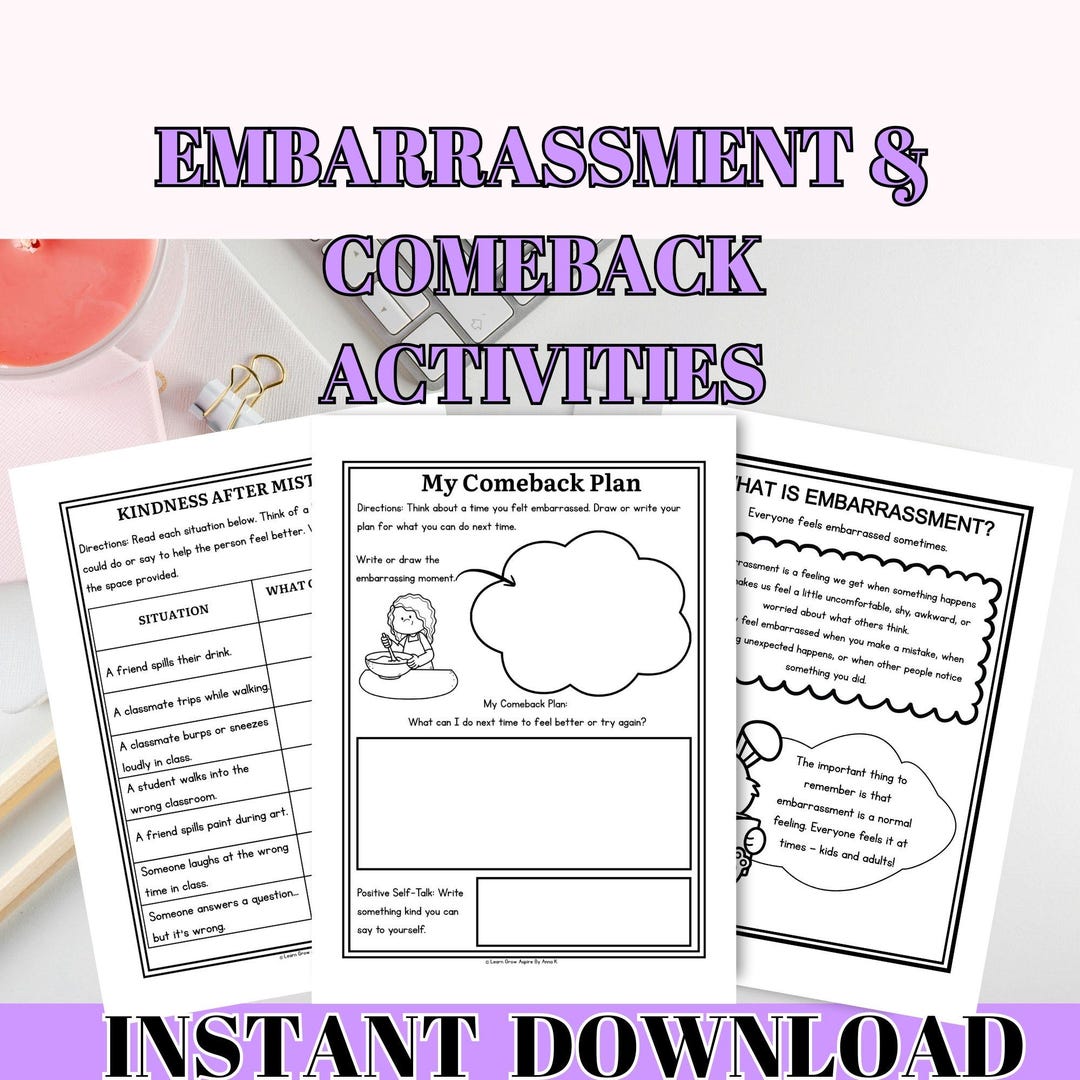 Making Mistakes & Embarrassment Printable Worksheets for Kids PDF - Etsy