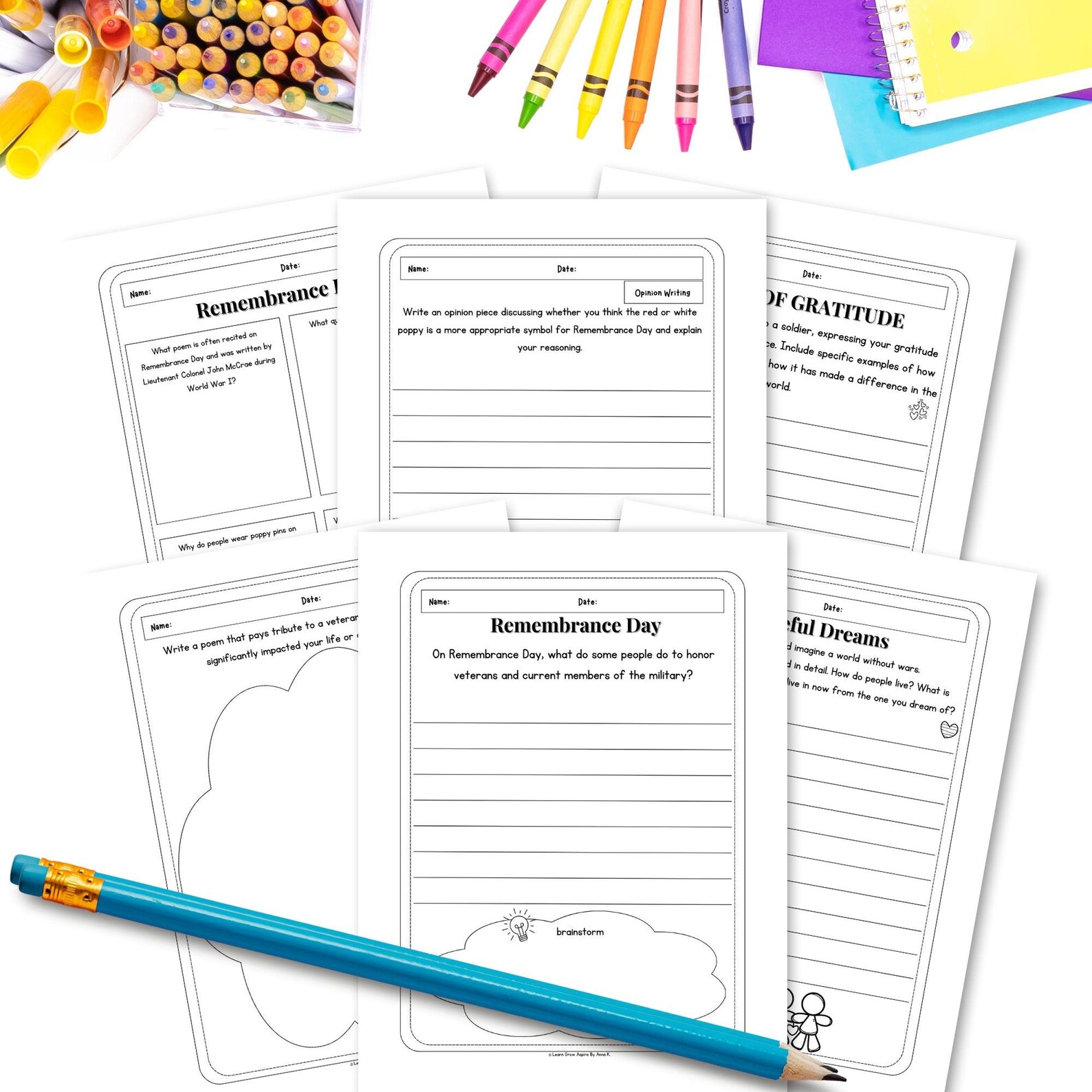 Remembrance Day Activity for Kids, Writing Prompts for 3rd, 4th & 5th ...