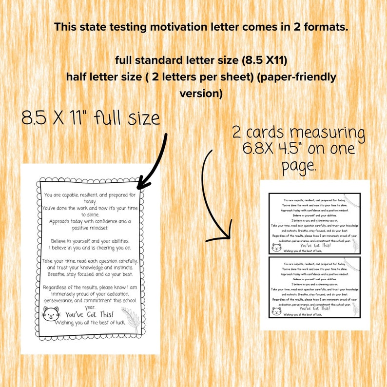 Test Motivation Letter for Students Printable PDF From Teacher And/or ...