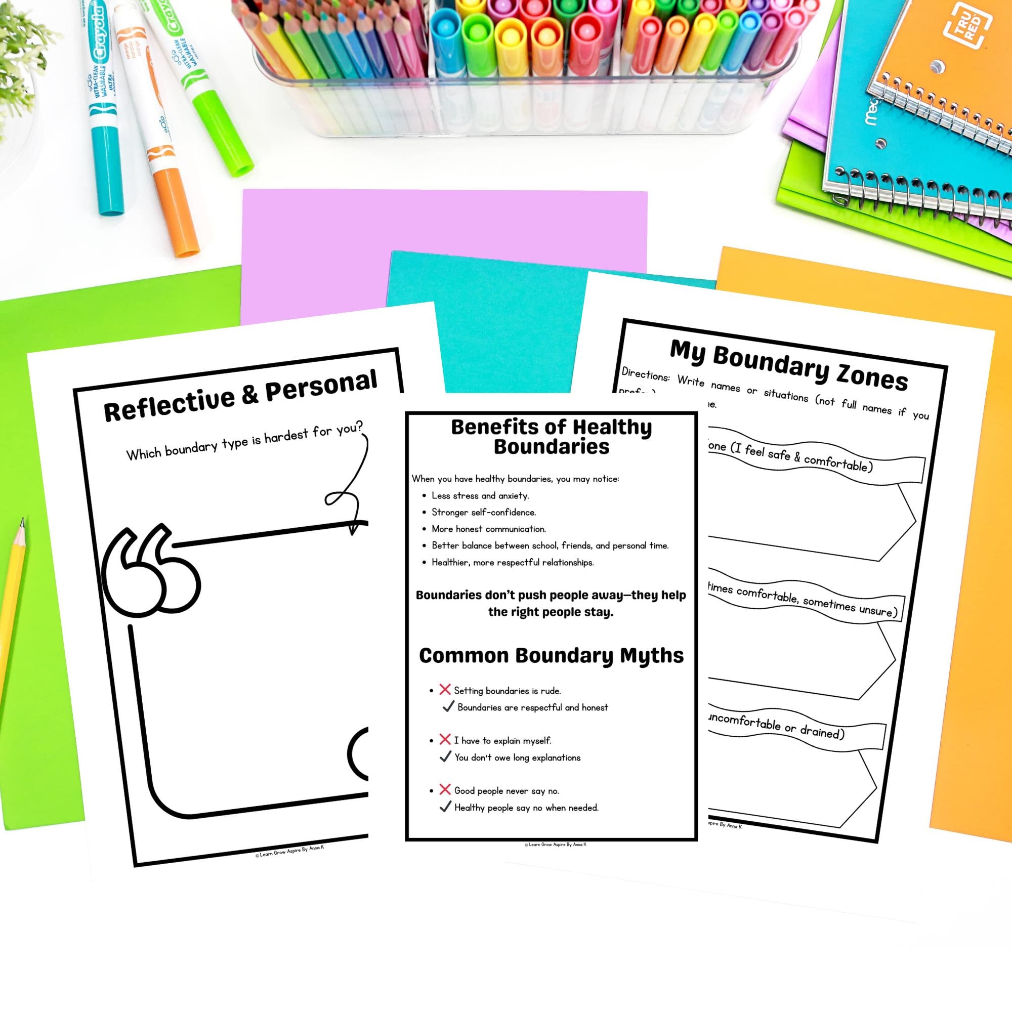 Setting Boundaries for Teens Worksheets Printable PDF Healthy ...