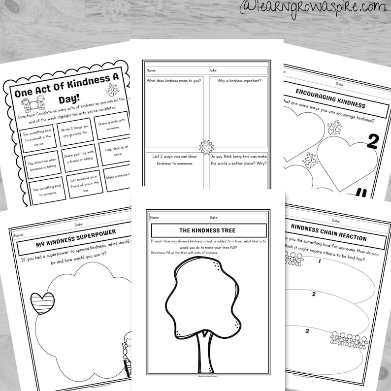 Kindness Activities for Kids: Printable Worksheets (digital Download ...