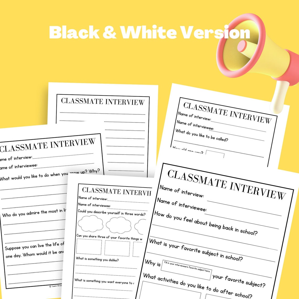 Interview A Friend Worksheets, Back to School Interview A Friend ...