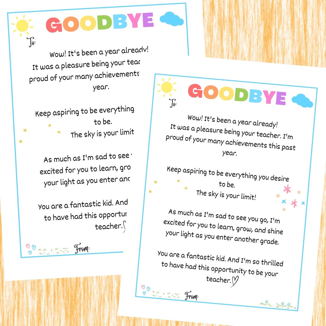 End of Year Teacher Goodbye Letter to Students (PDF) - Etsy