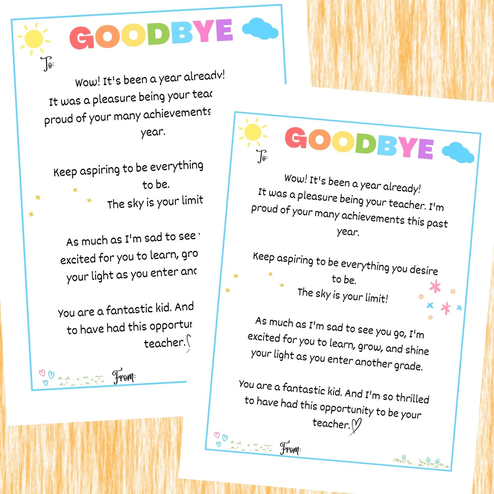 End of Year Teacher Goodbye Letter to Students (PDF) - Etsy