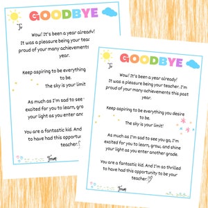 End of Year Teacher Goodbye Letter to Students (PDF) - Etsy