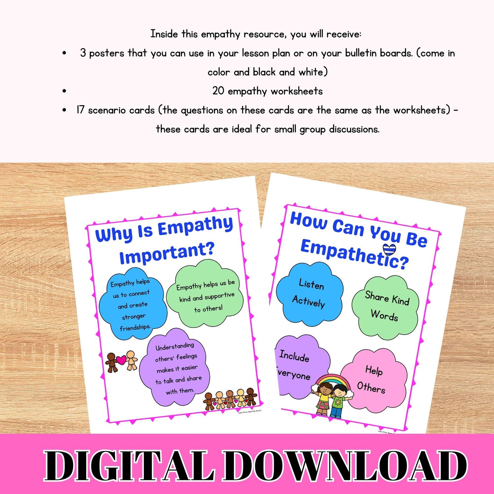 Empathy Worksheets for Kids Printable Empathy Scenario Cards Kid ...