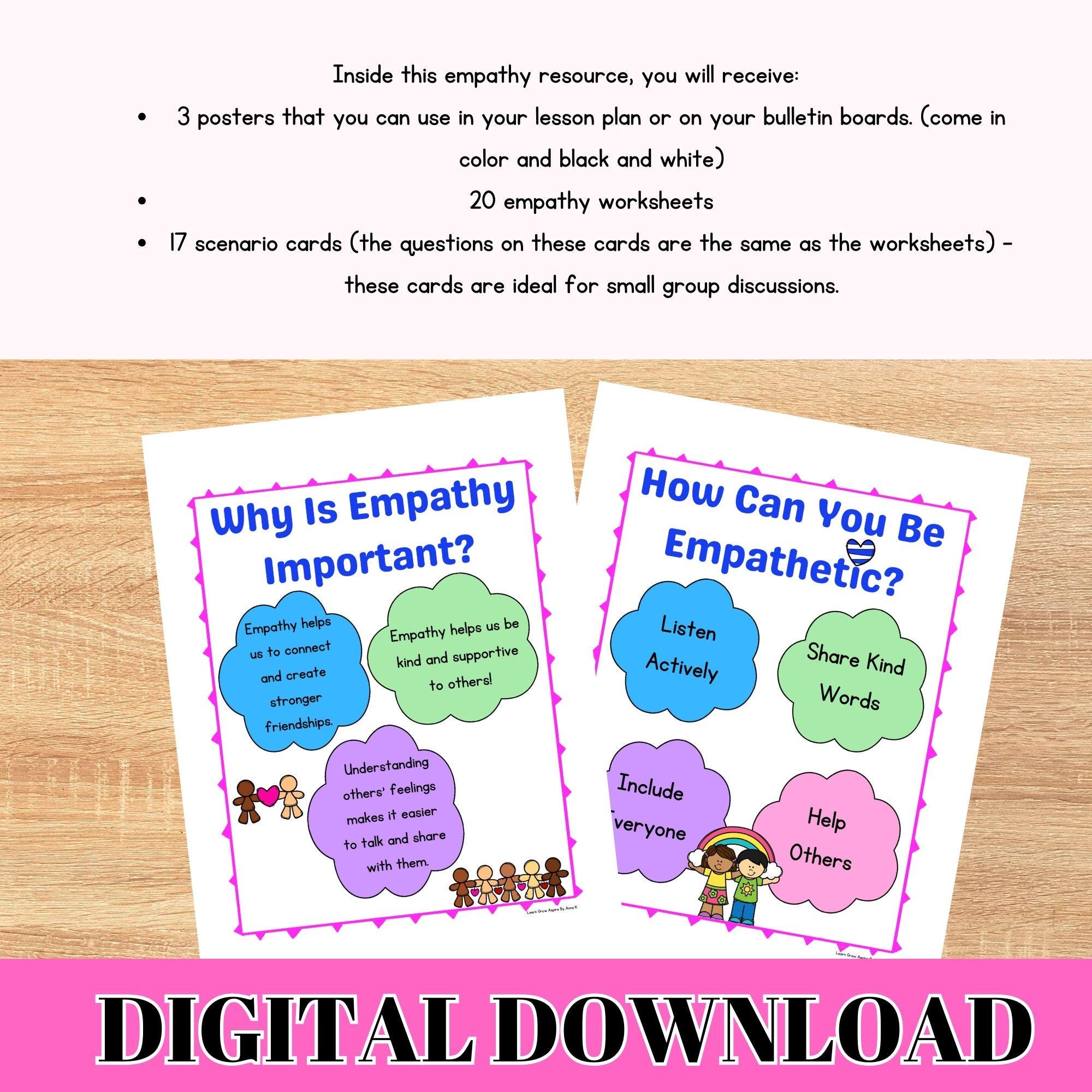Empathy Worksheets for Kids Printable Empathy Scenario Cards Kid ...