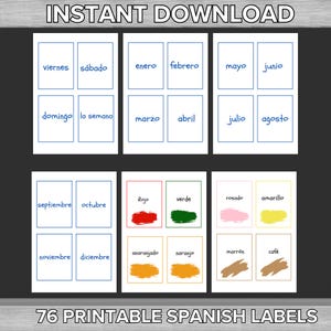 Spanish Classroom Signs: Days, Months, Colors (printable PDF) - Etsy