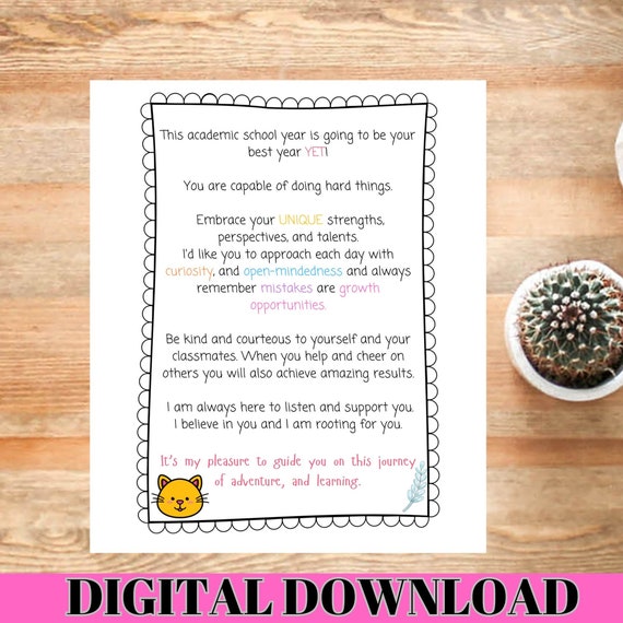 Student Encouragement Letter