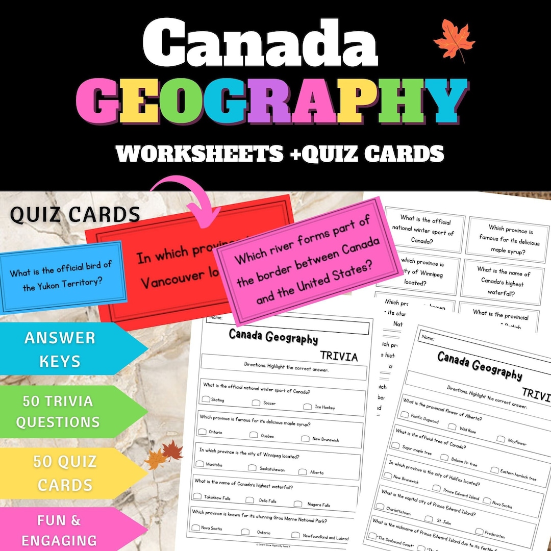 Canadian Geography Worksheets for Kids, Canadian Geography Trivia ...