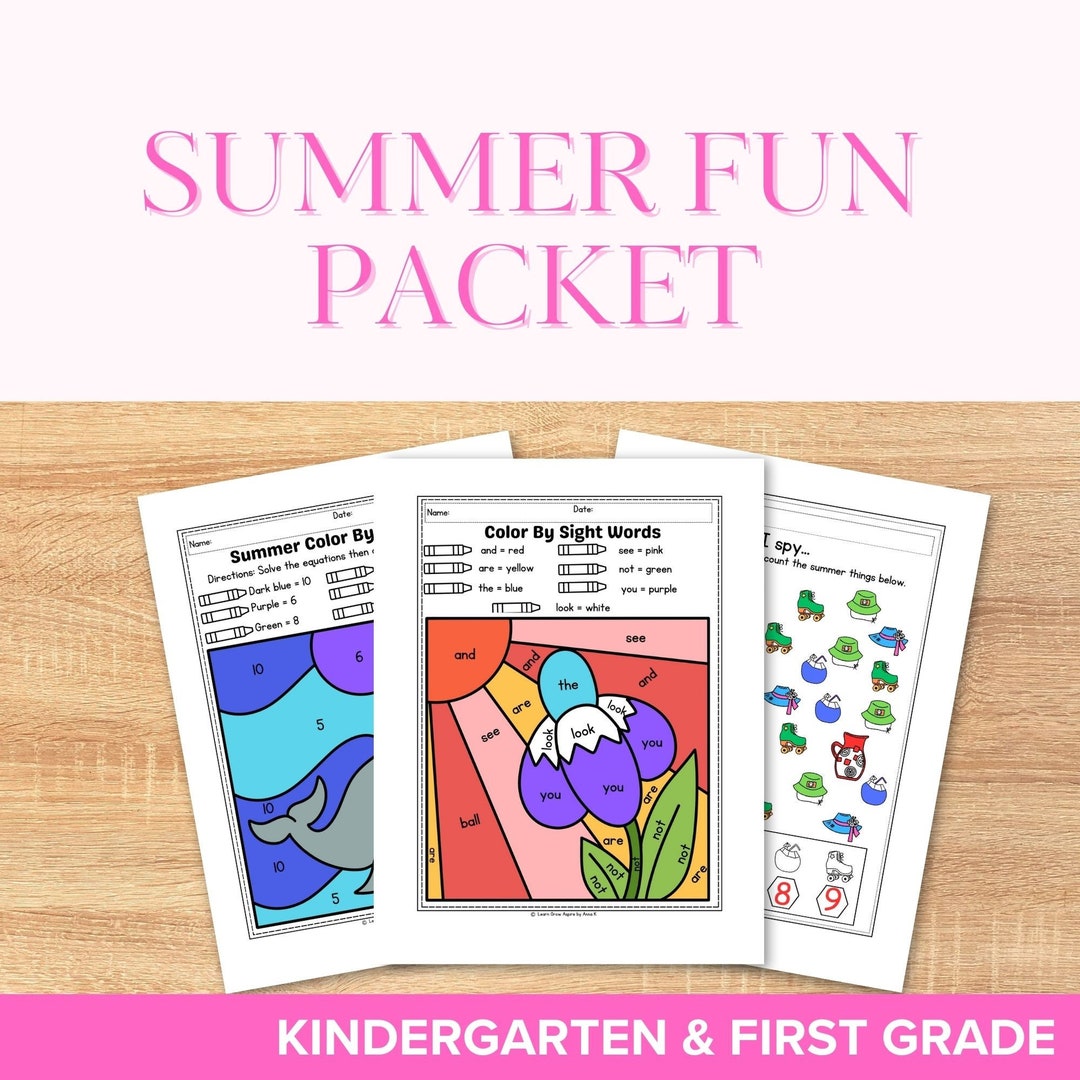 45 Fun Summer Activities, Kindergarten, First Grade Summer Packet ...