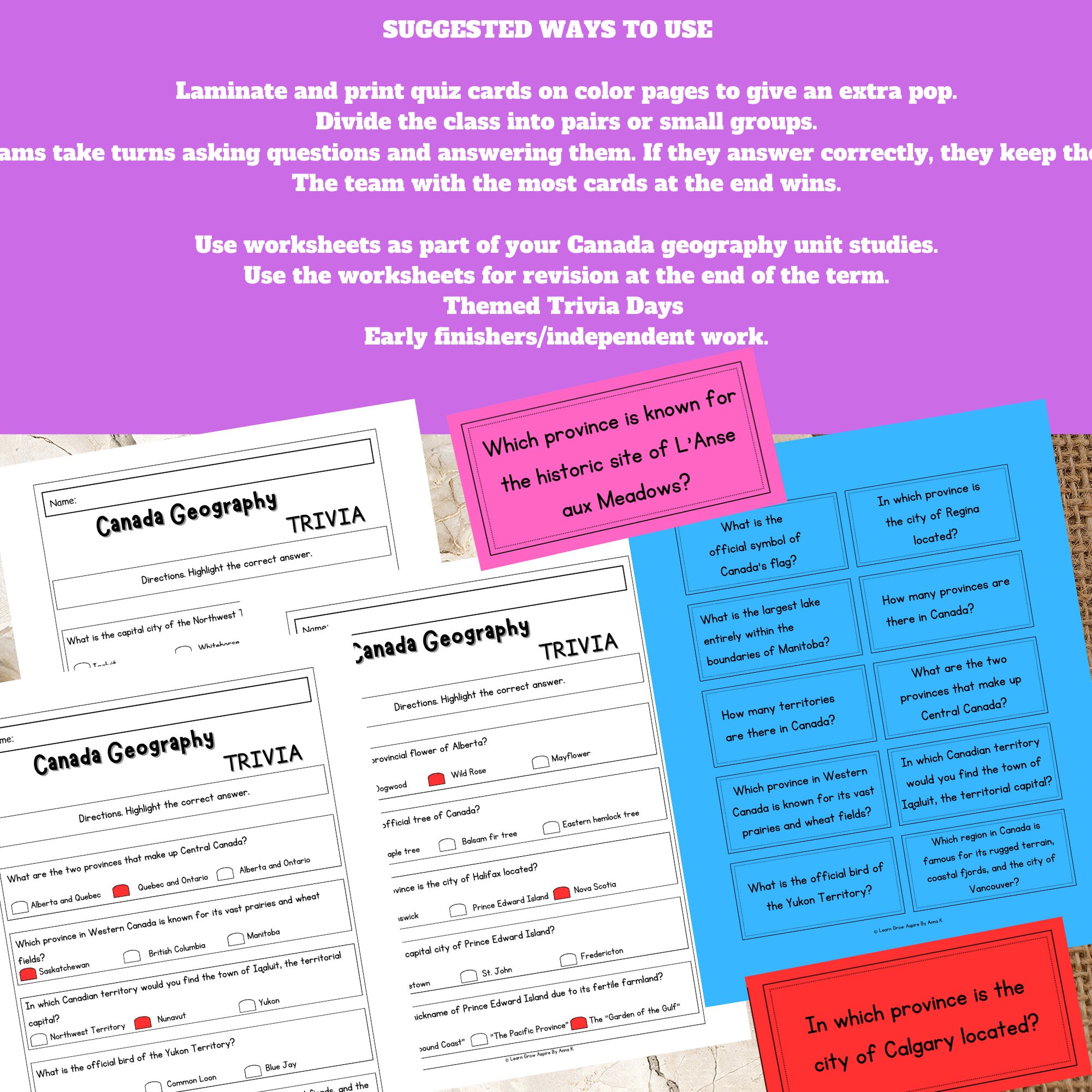 Canadian Geography Worksheets for Kids, Canadian Geography Trivia ...