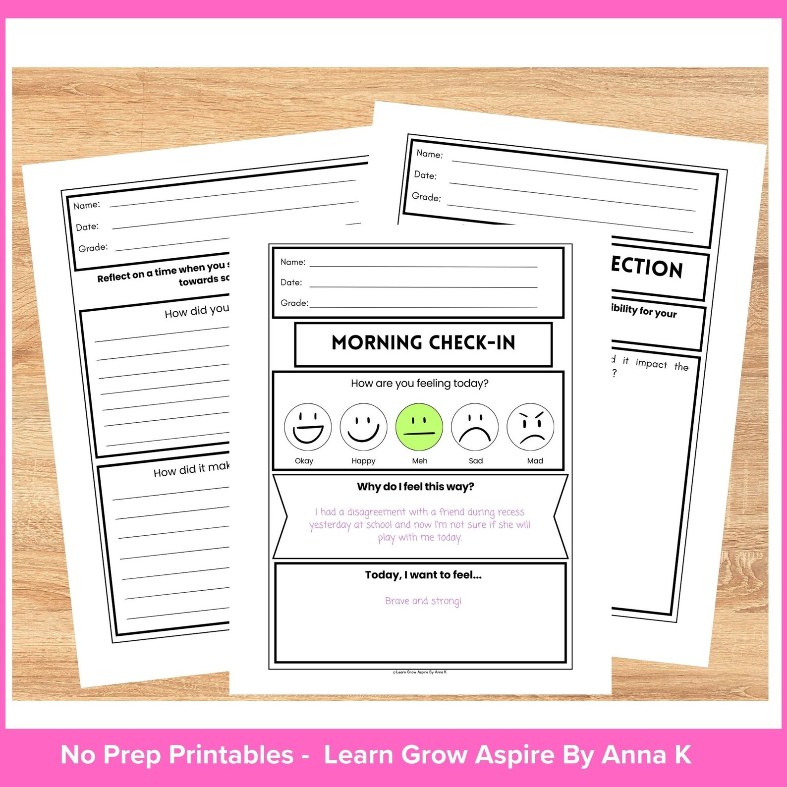 Positive Behavior Intervention Worksheets, Students Behavior Reflection ...