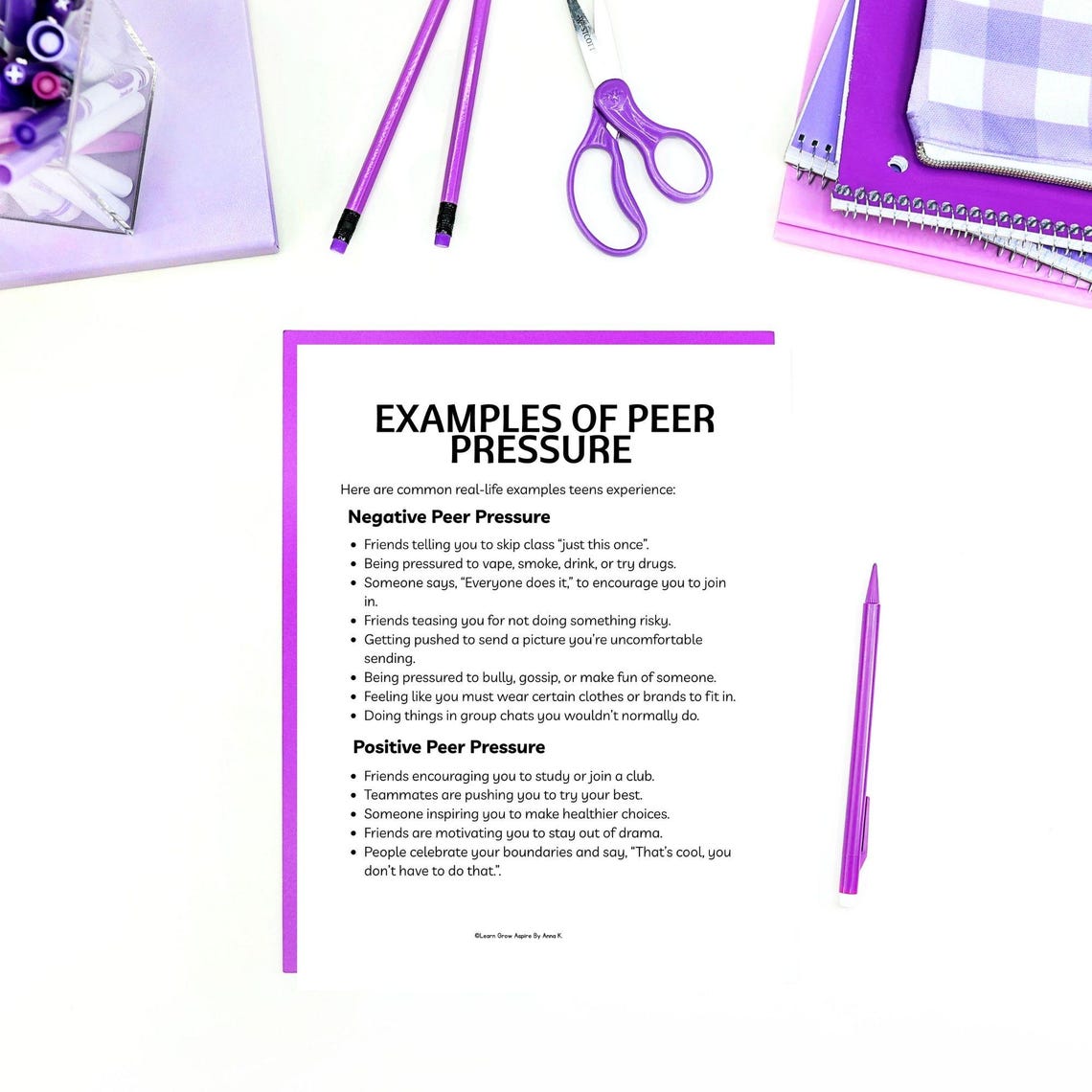 Peer Pressure Worksheets & Activities for Teens Printable PDF - Etsy