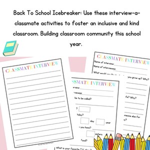 Interview A Friend Worksheets, Back to School Interview A Friend ...