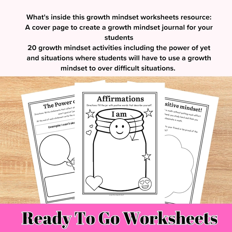 Growth Mindset Worksheets for Kids: Power of yet Activities (digital ...