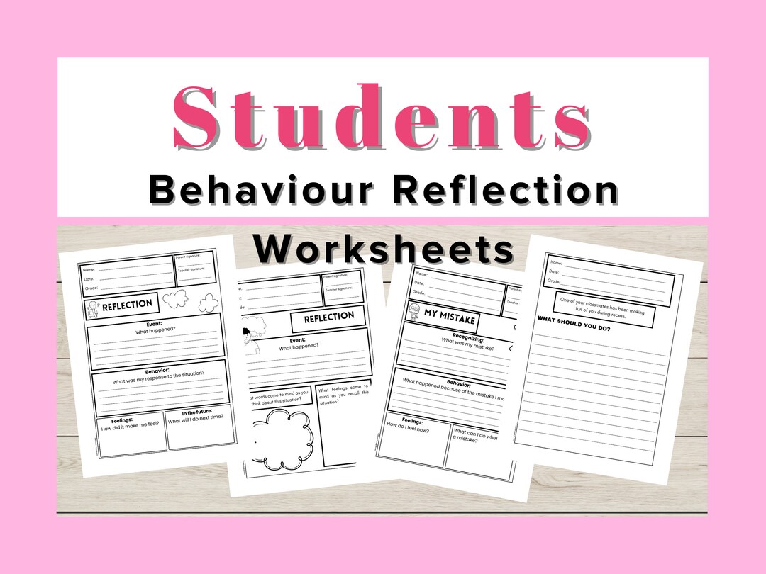 Positive Behavior Intervention Worksheets, Students Behavior Reflection ...