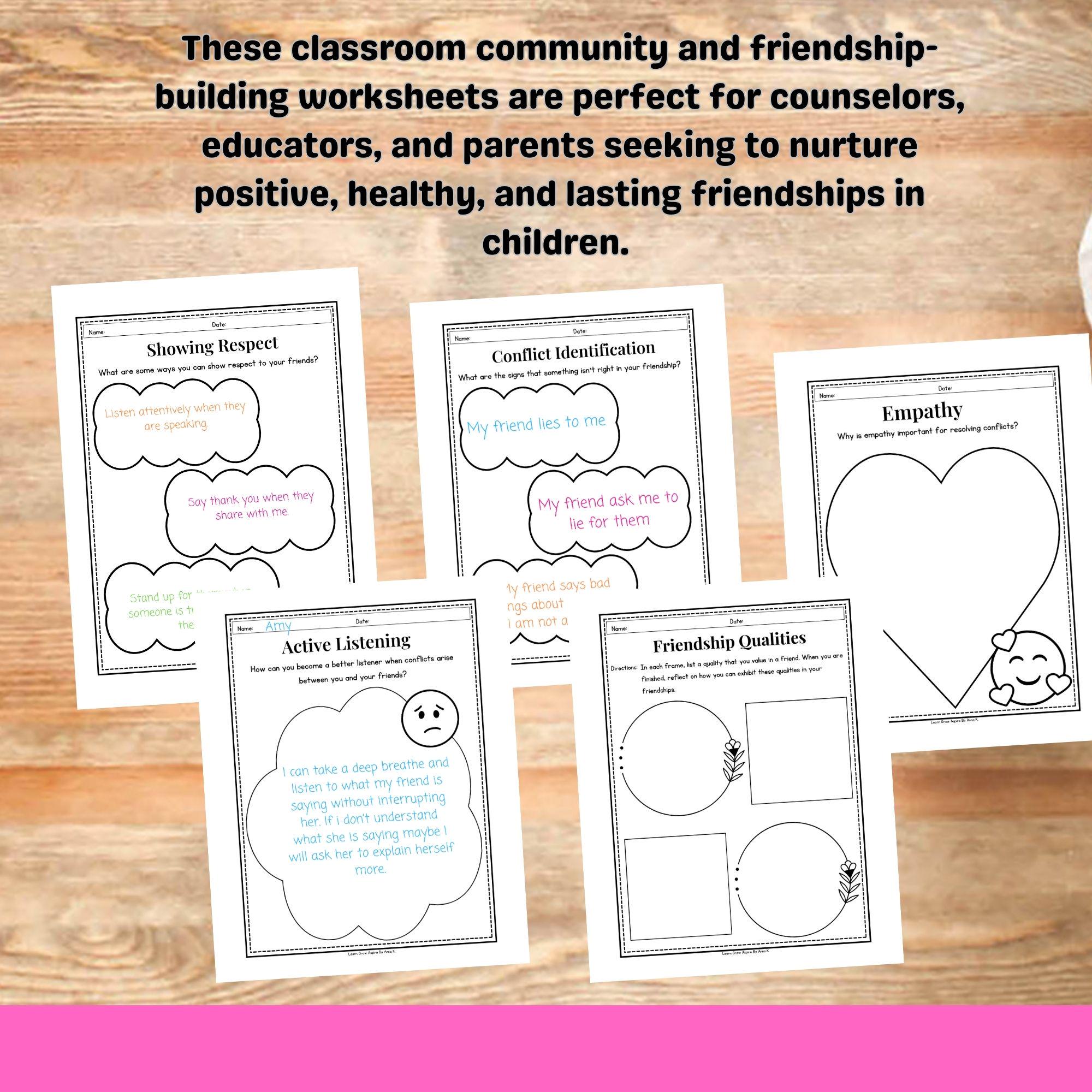 Friendship Skills Worksheets: Social Skills & Relationships (printable ...