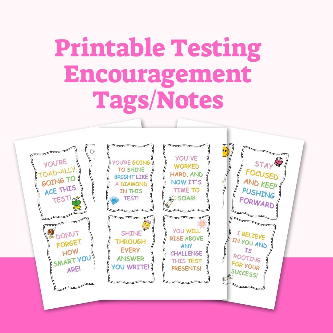 Test Motivation Cards & Coloring Pages: Student Encouragement Notes ...