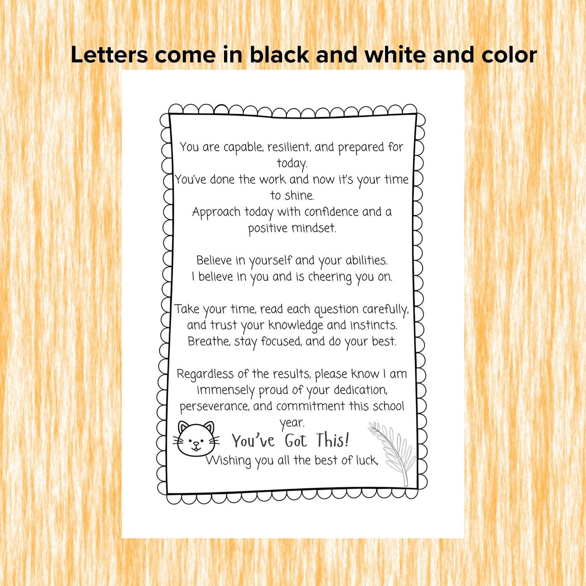 State Testing Encouragement Letter: Teacher to Student Motivation ...