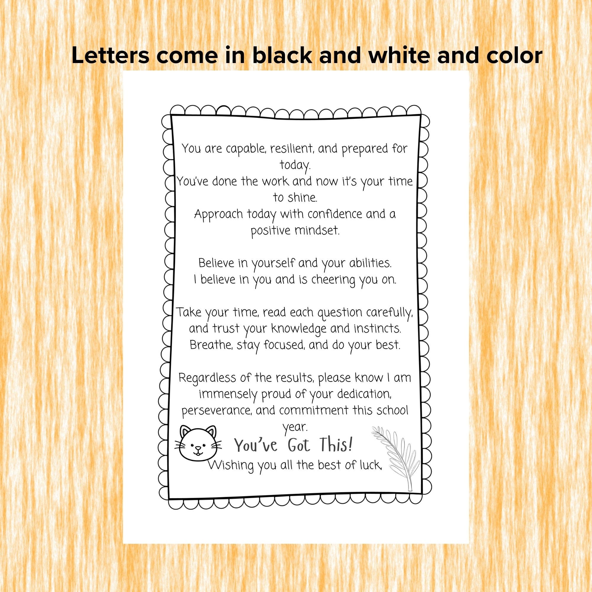 State Testing Encouragement Letter: Teacher to Student Motivation ...