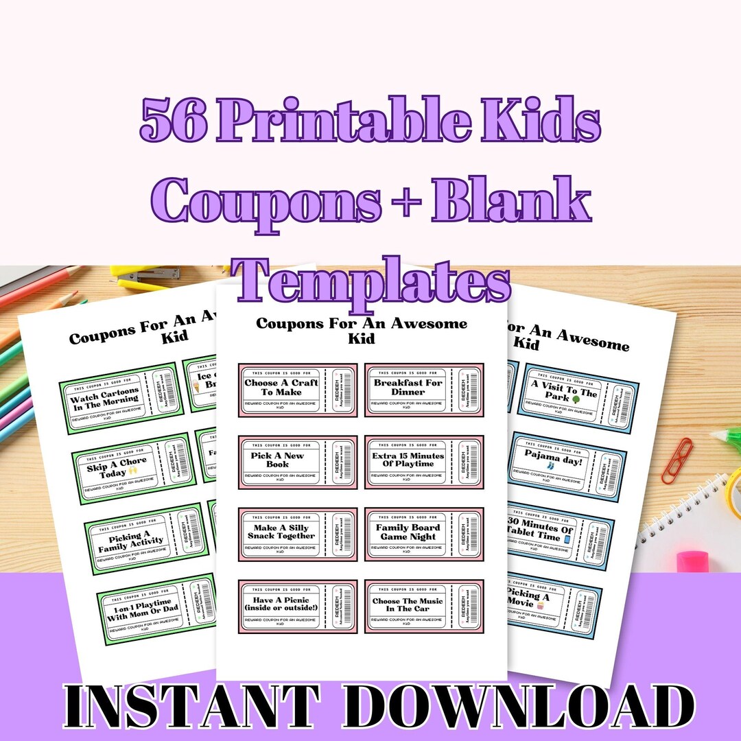 Kids Reward Coupon Printable for Kids Reward Template Good Behavior ...