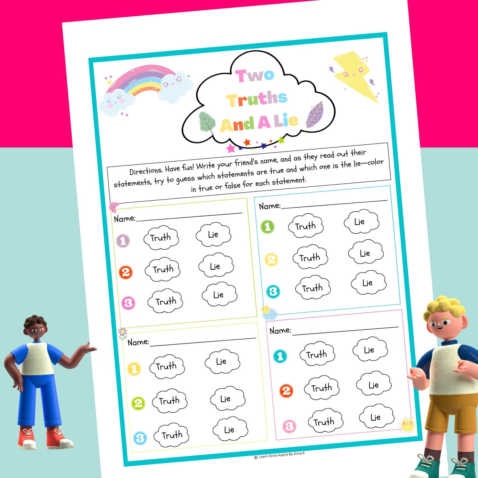 Two Truths and A Lie Game Back to School Icebreaker First - Etsy Canada