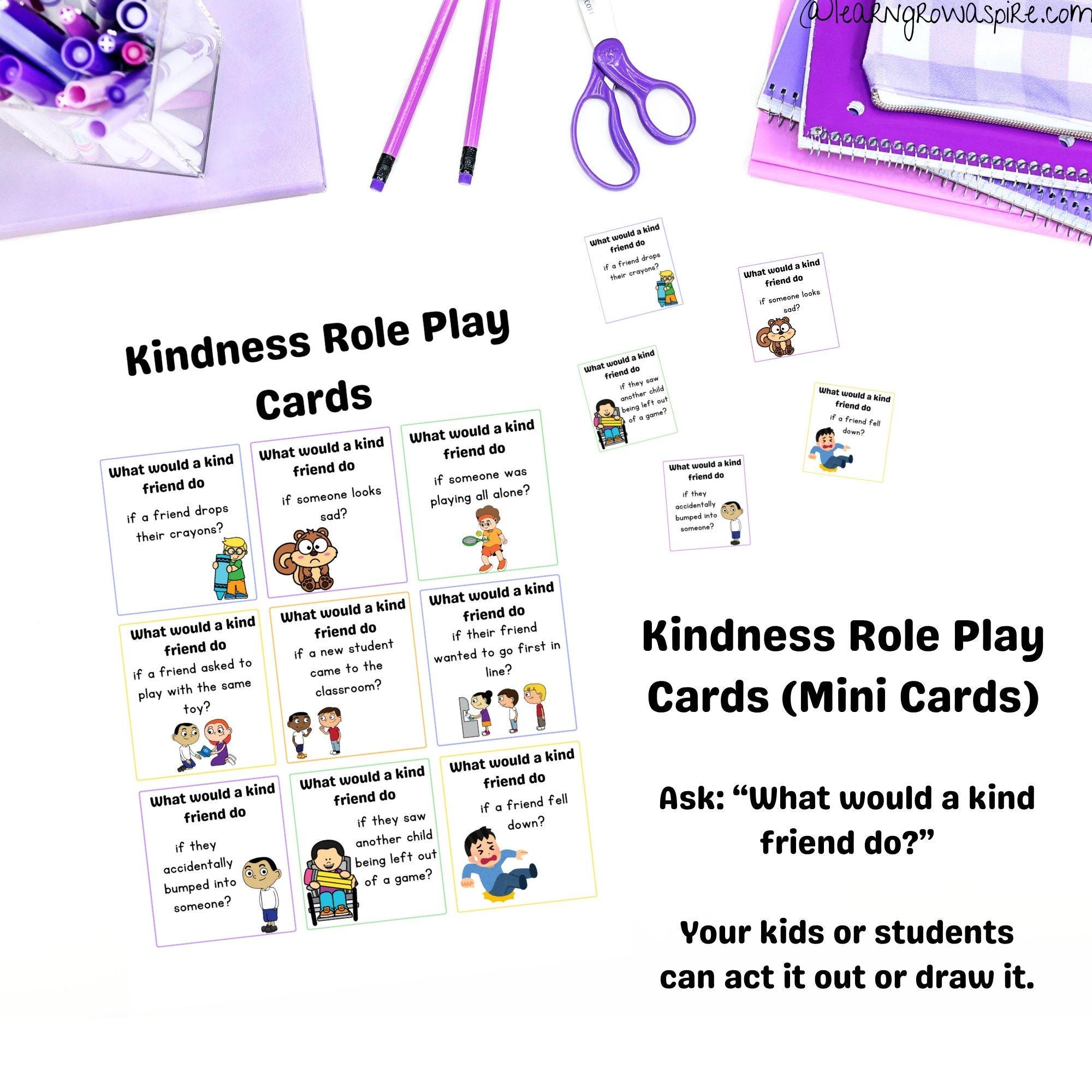 Kindness Activities Printable: Kids Therapy Worksheets & Role-play ...