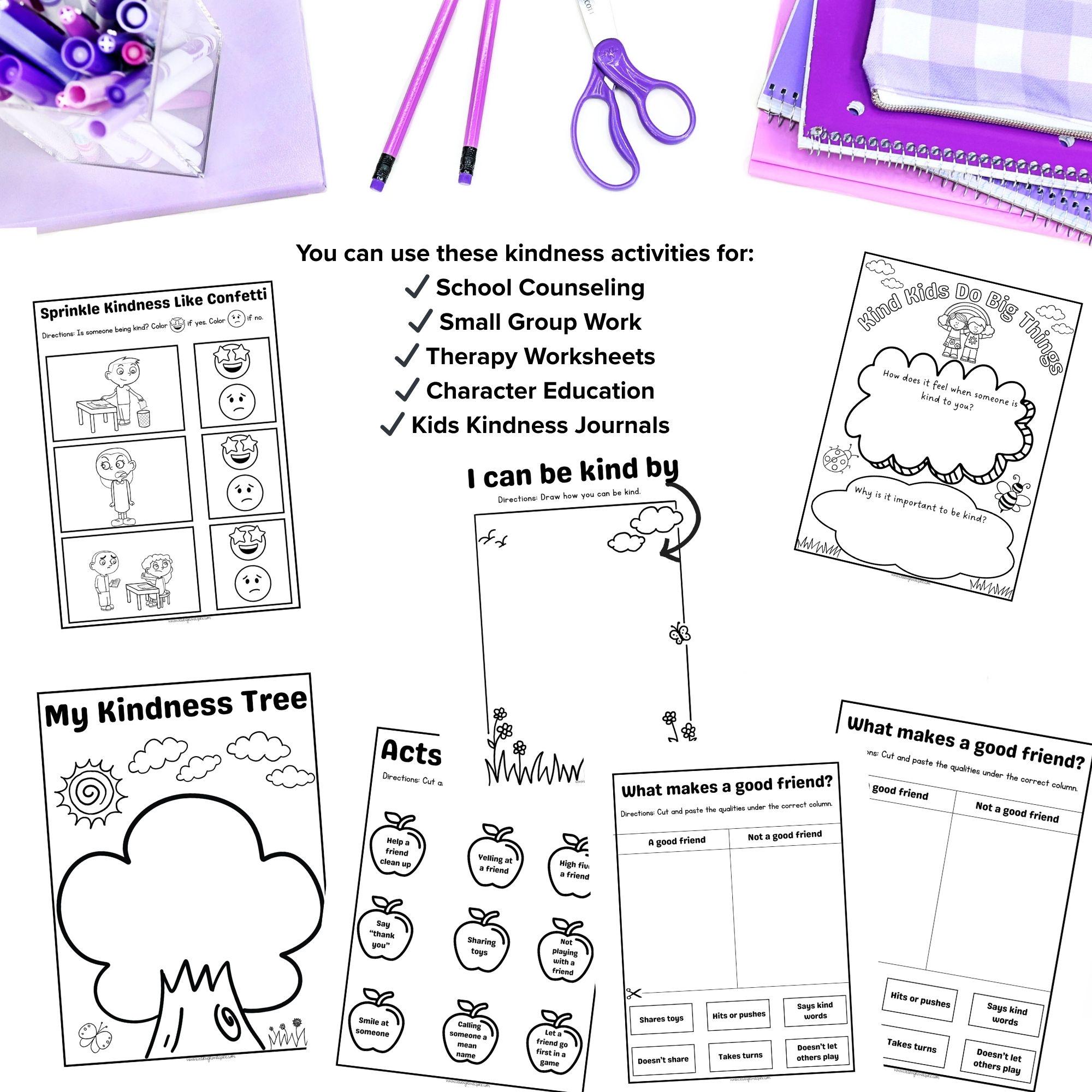 Kindness Activities Printable: Kids Therapy Worksheets & Role-play ...