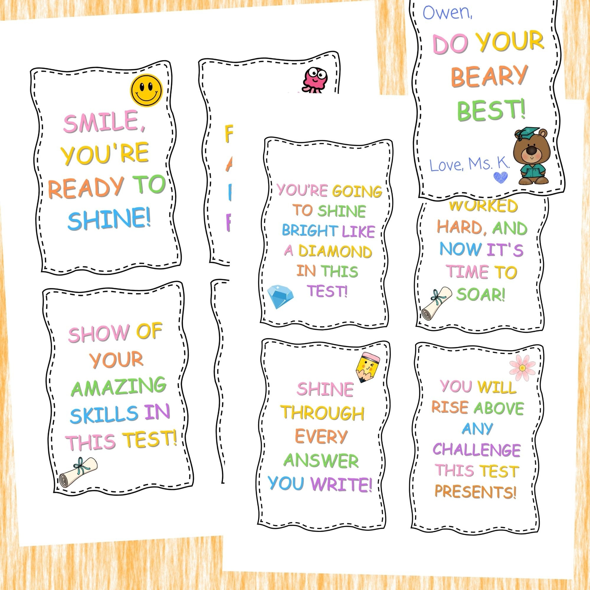 Test Motivation Cards & Coloring Pages: Student Encouragement Notes ...